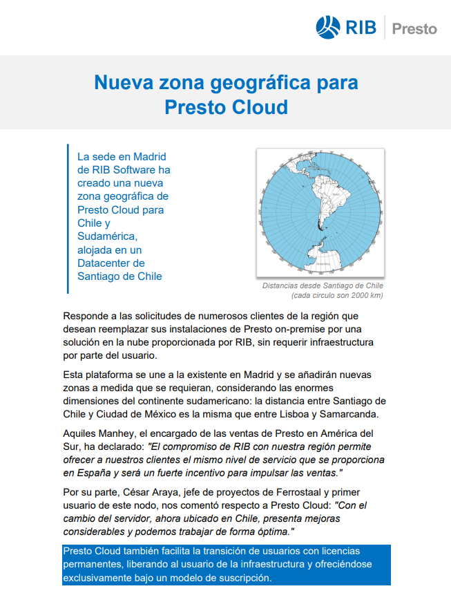 RIB Spain | Presto: Software de presupuestos para la construcción.